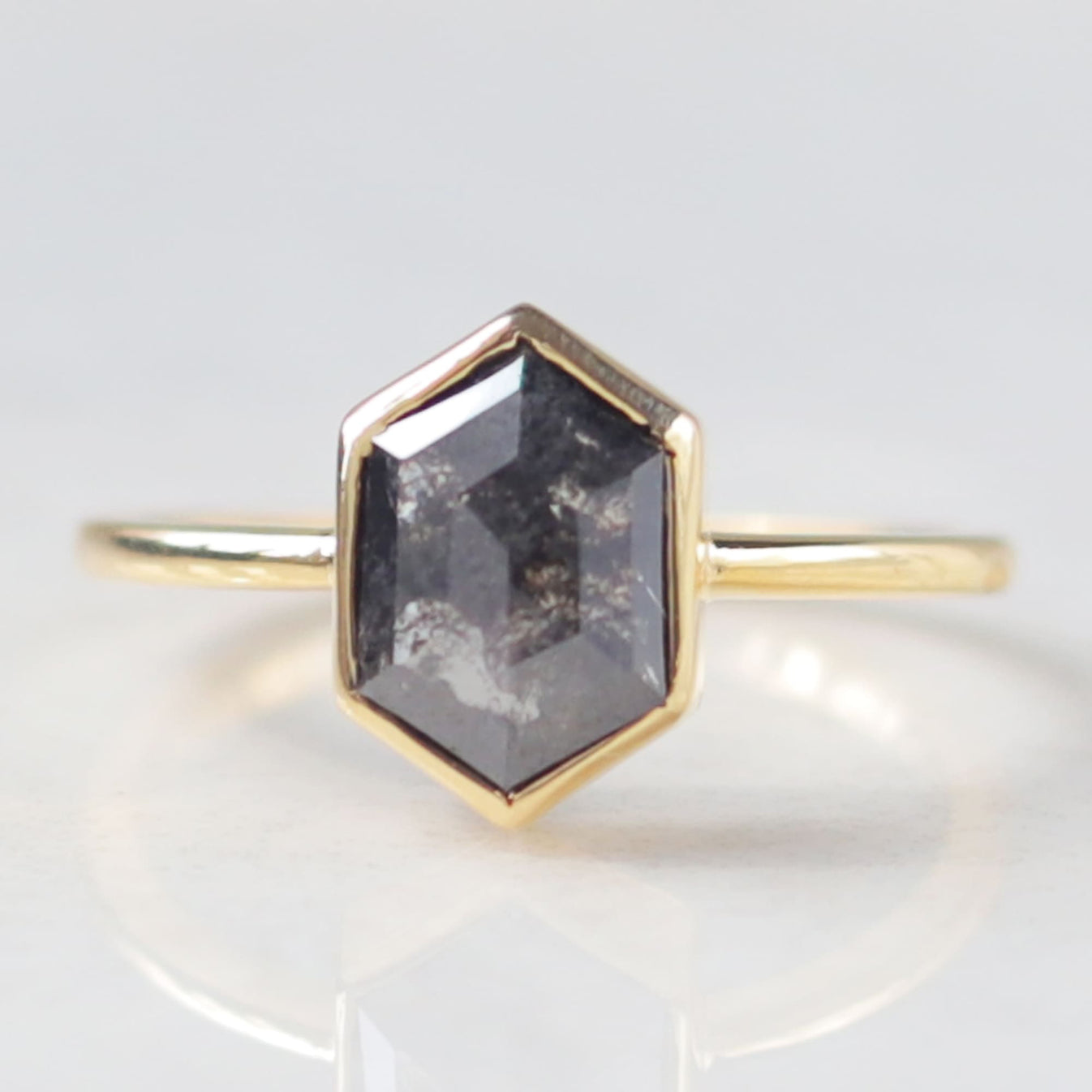 Buy 14 k Yellow Gold Hexagon Engagement Ring Online - Rustic and Gold